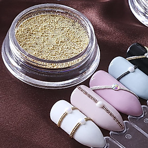 3D Micro Nail Caviar Beads Mixed Color Nail Art Supplies Set 4 Boxes 0.4mm Small Nail Studs Charms for Nails Beauty Nail Art Accessories