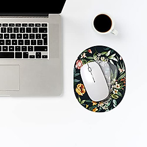 Ovenbird Small Mouse Pad with Stitched Edges, Vintage Flower Gaming Mousepad, Portable Mini Desk Pad with Anti-Slip Rubber Base, Cute Mouse Pad for Desk, Laptop & Wireless Mouse, 7 x 5.5 in, Black