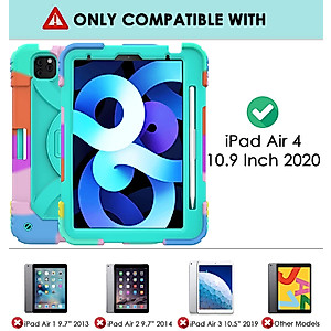 LTROP Case for iPad Air 5th/4th Generation 10.9 Inch(2022/2020),iPad Air 5/4 Case, iPad Pro 11 Case 2021/2020/2018,Pencil Holder/Swivel Stand/Shoulder Hand Strap Case for iPad 10.9 & Pro 11, Aqua Teal