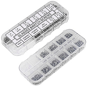 Sunglasses Eyeglasses Repair Kit, 1100PCS Tiny Stainless Steel Screws and 5 Pairs Nose Pads with Micro Screwdriver Tweezer for Watch Clock Spectacle Eye Glass Repair