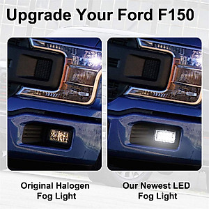 Kiwi Master Upgrade F150 LED Fog Lights for 2015-2020 Ford F-150 4 Inch LED Fog Light Assembly Kit, Waterproof LED Bumper Lamps Set, 1 Pair