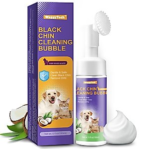 WaggyTech Cat Black Chin Cleaner 5fl.oz, Cruelty-Free Cat Acne Chin Treatment with Soft Silicone Brush Head, Removes Feline Blackheads, 2 in1 Hair Health Cleaner-Oil | Dirt-(White)