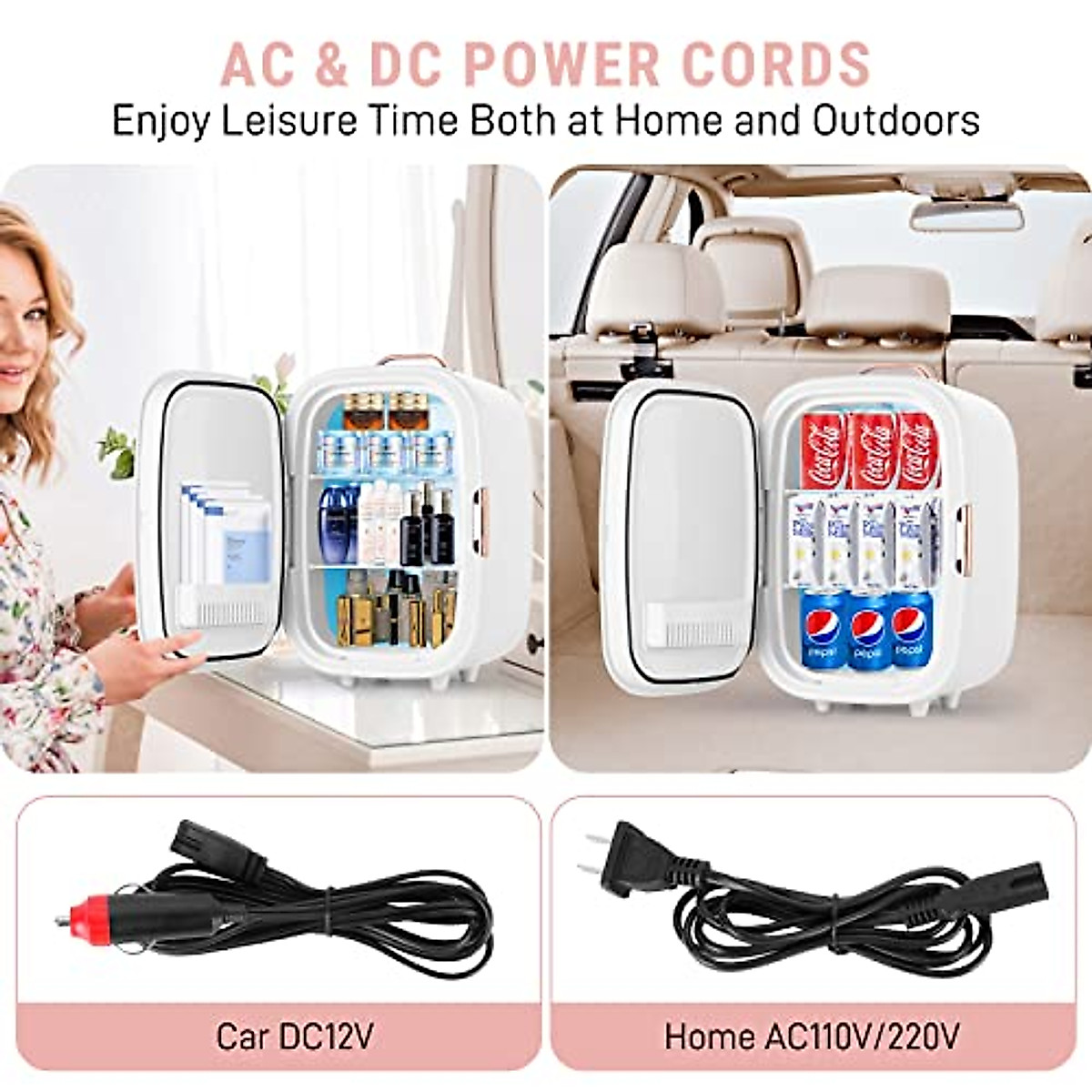 BUXFMHT 20L Mini Fridge, Skincare Fridge, Makeup Fridge with LED Mirror, AC/DC Portable Thermoelectric Cooler and WarmerSmall Fridge, Eco & Quiet Mini Refrigerator for Bedroom, Comestic Storage