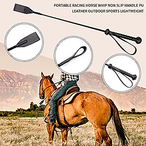 N/A Non-Slip Handle Black Equestrian PU Leather Professional Training Outdoor Sports Racing Portable Whip Riding Crop