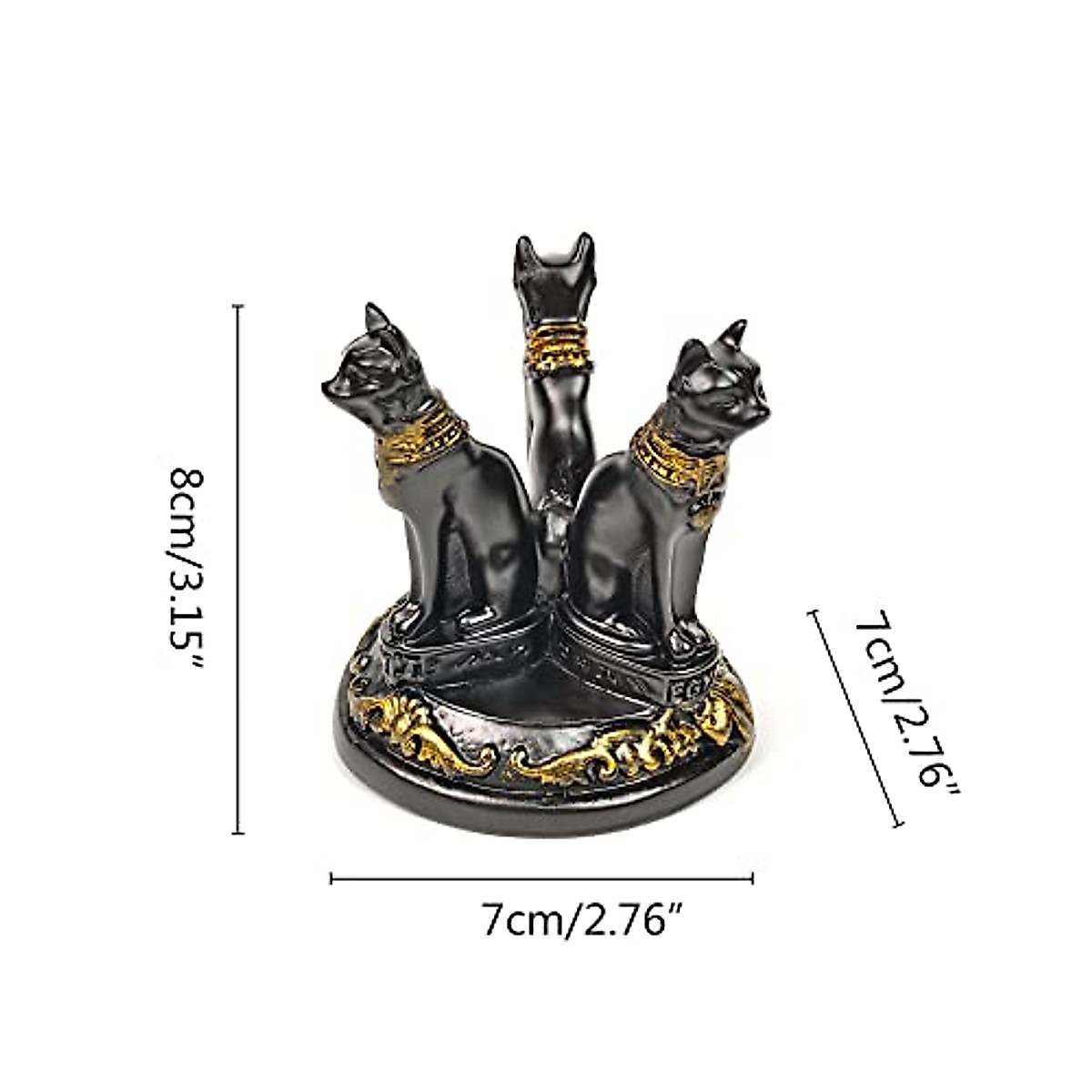 OmyLens Bast Bastet Cats Crystal Ball Stand Sphere Display, Natural Healing Feng Shui Glass Orb Holder Base Statue Decoration, for 40mm-80mm Ball