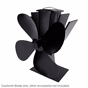 Stove Fan Blade Replacement, 4 Blade Fireplace Fan Heat Powered Stove Fan 4 Blade for Wood/Log Burner/Fireplace