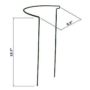 MTB Garden Plant Support Stake, 12-Pack Metal Half Round Tall Plant Support Ring Hoop, 9.5-in Wide x 15.8-in High Plant Cage for Tomato,Peony,Vegetable and Flowers Vine