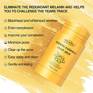 Turmeric Clay Stick Mask Organic Vitamin C Purifying Mask for Blackhead Cleansing Healing Clay Mud Mask for Deep Clean Pore Improve Skin Acne Scars Facial Mask With Blackhead Remover Extractor Tools
