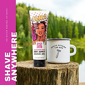 H2NO Lavender Rush Dry-Apply Shave Gel 3.4oz TSA Friendly | Waterless Shave Gel | NO RAZOR BURN | Electric Razor Approved | Shave on the go