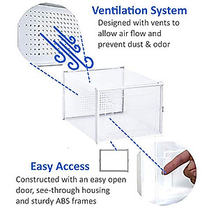 ACHub XL Stackable Shoe Box - Ventilated, Transparent Shoe Storage & Shoe Organizer for Closet, Garage, Under bed & Entryway - 6 Pack Collapsible, X-Large Sneaker Storage - White