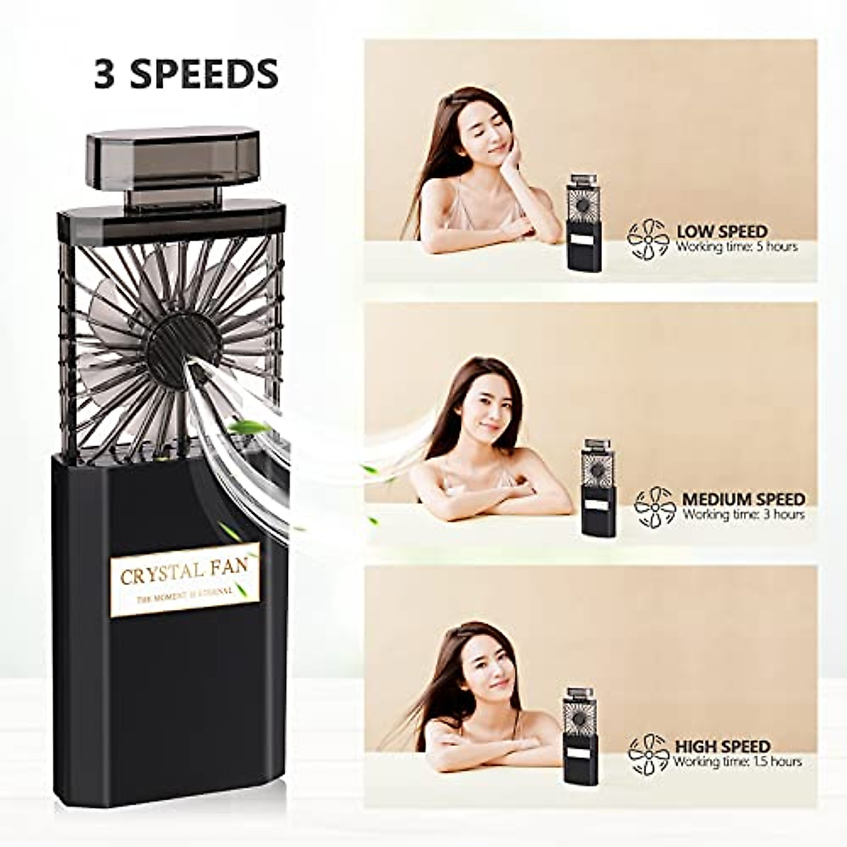 seOSTO Mini Portable Fan Rechargeable,Battery Powered Fan,Handheld Fan With 3 Speeds Electric Fan For Girls Woman Office School Working Home