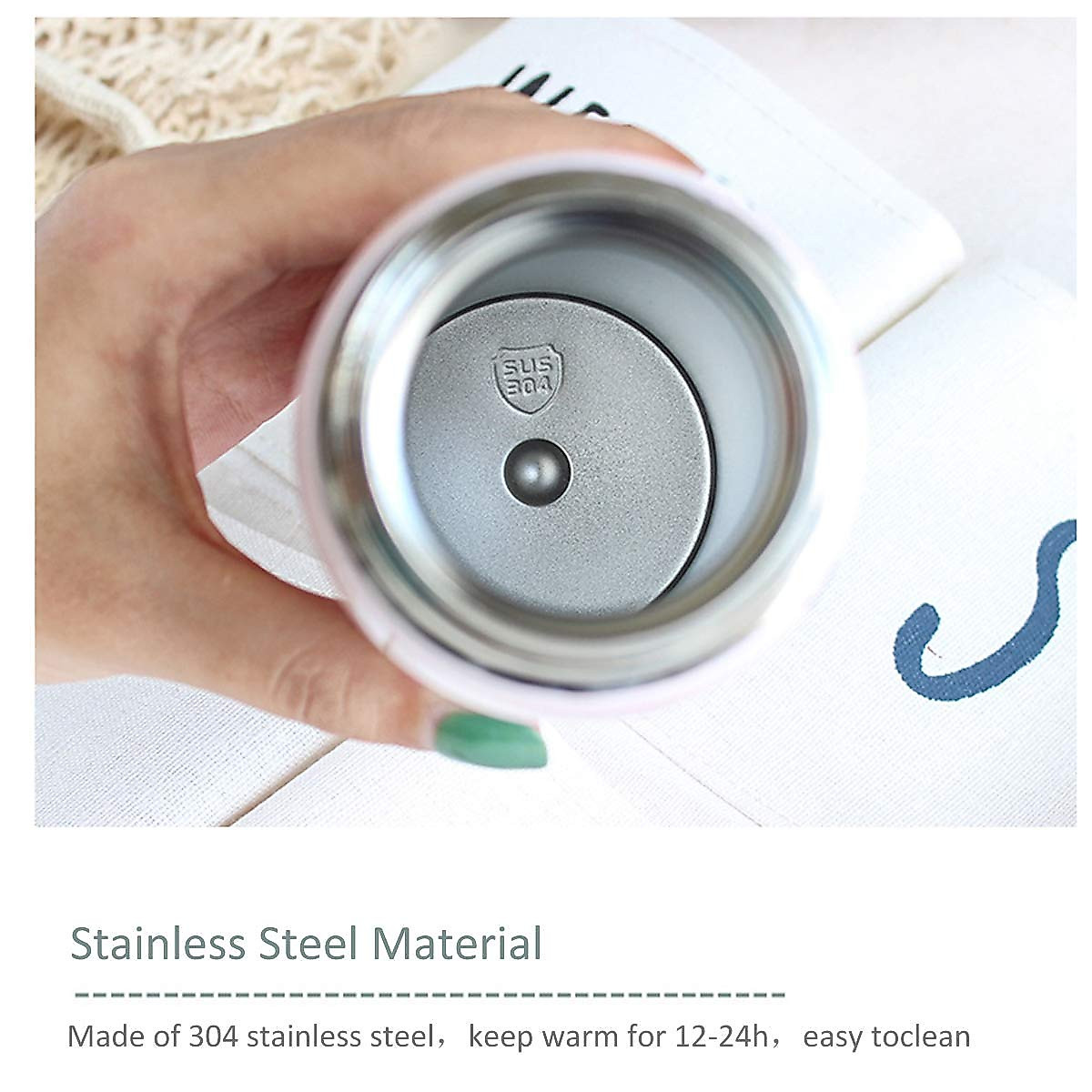 leomoste Unicorn Pattern Water Bottle Stainless Steel Mug Vacuum Insulated Mug for Women Kids Girls,17 Ounce