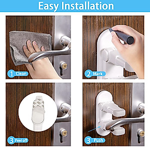 Flowden Improved Childproof Door Lever Lock（2 Pack）Prevents Toddlers from Opening Doors. Durable ABS with Adhesive Backing. Simple Install, No Tools Needed