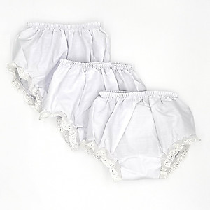 Embroider This! Baby Girls Bloomers Double Seat Diaper Cover Package of 3 (24-36 Months) White