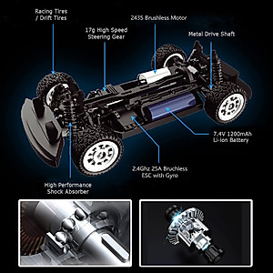 Cheerwing 1:16 Remote Control Car 2.4G 4WD RC Drift Car 40KM/H High Speed Brushless Fast Truck for Kids and Adults