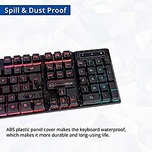 RGB PC Gaming Accessories Combo Kit - Gaming Keyboard and Gaming Mouse Combo - Spill-Proof USB Keyboard, Wired 3-Button Optical Mouse, Stereo Gaming Headset