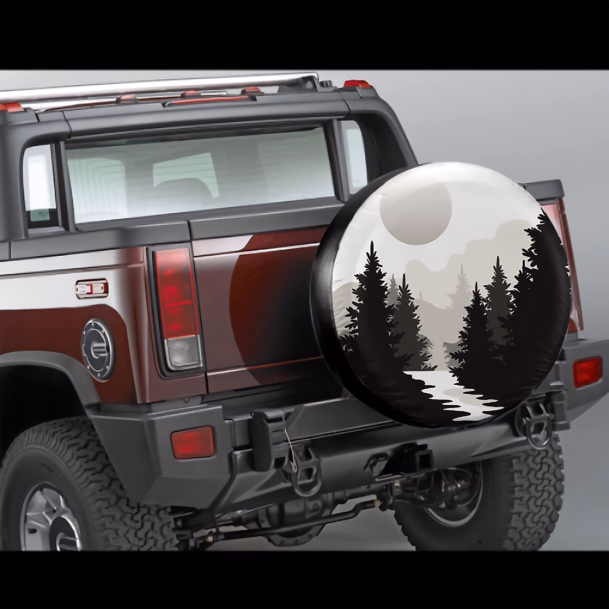 Abstract Moon Spare Tire Cover Mountain Tree Waterproof Dust-Proof Universal Spare Wheel Tire Covers 17 Inch Fit for RV Trailer Truck Jeep Rv SUV Truck Camper Travel Trailer Accessories