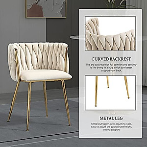Kiztir Modern Velvet Dining Chair with Gold Metal Legs, Set of 4 Luxury Tufted Dining Chairs for Living Room, Bedroom, Kitchen