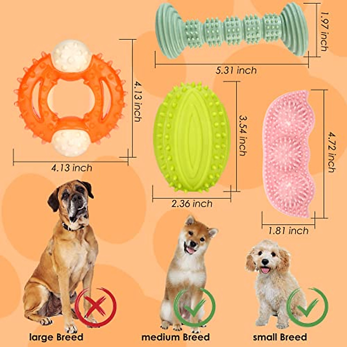 YUKOOY Puppy Toys for Teething Small Dogs, Puppy Chew Squeaky Toys, Soft & Durable Dog Chew Toys Cleaning Teeth and Protects Oral Health (4 PCAK CHEW Toys)