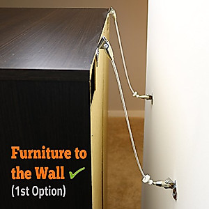 Metal TV Safety Straps (2-Pack) Heavy Duty Furniture & TV Anti Tip Straps | Sturdy Hardware Included