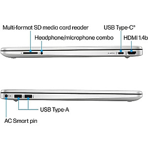 HP 15.6" HD Laptop, AMD Ryzen 3-5300U Processor, 8GB RAM, 256GB SSD, Windows 11 Home, Long-Lasting Battery, Fast Charge, ABYS HDMI Cable