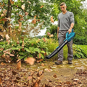 Cordless Leaf Blower - Aekegrep 320 CFM 150 MPH Battery Leaf Blower with 21V/4.0Ah Battery & Charger Powered Electric Leaf Blower,2 Section Tubes,6-Speed Dial,for Lawn Care and Yard Cleaning.