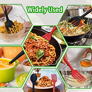 4 PCS Silicone Serving Spoons for Cooking Plastic Spoons Fork Silicone Slotted Spoons Nonstick Large Mixing Spoon Heat Resistant Cooking Utensils for Kitchen Cooking Bake Stir Draining Tool