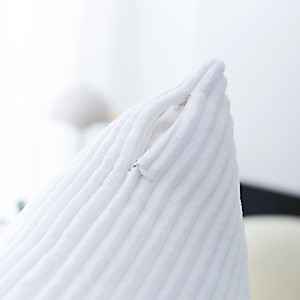 Home Brilliant Oblong Pillow Cover Decorative Striped Corduroy Rectangle Cushion Cover for Couch, 12 x 20 Inch, Pure White