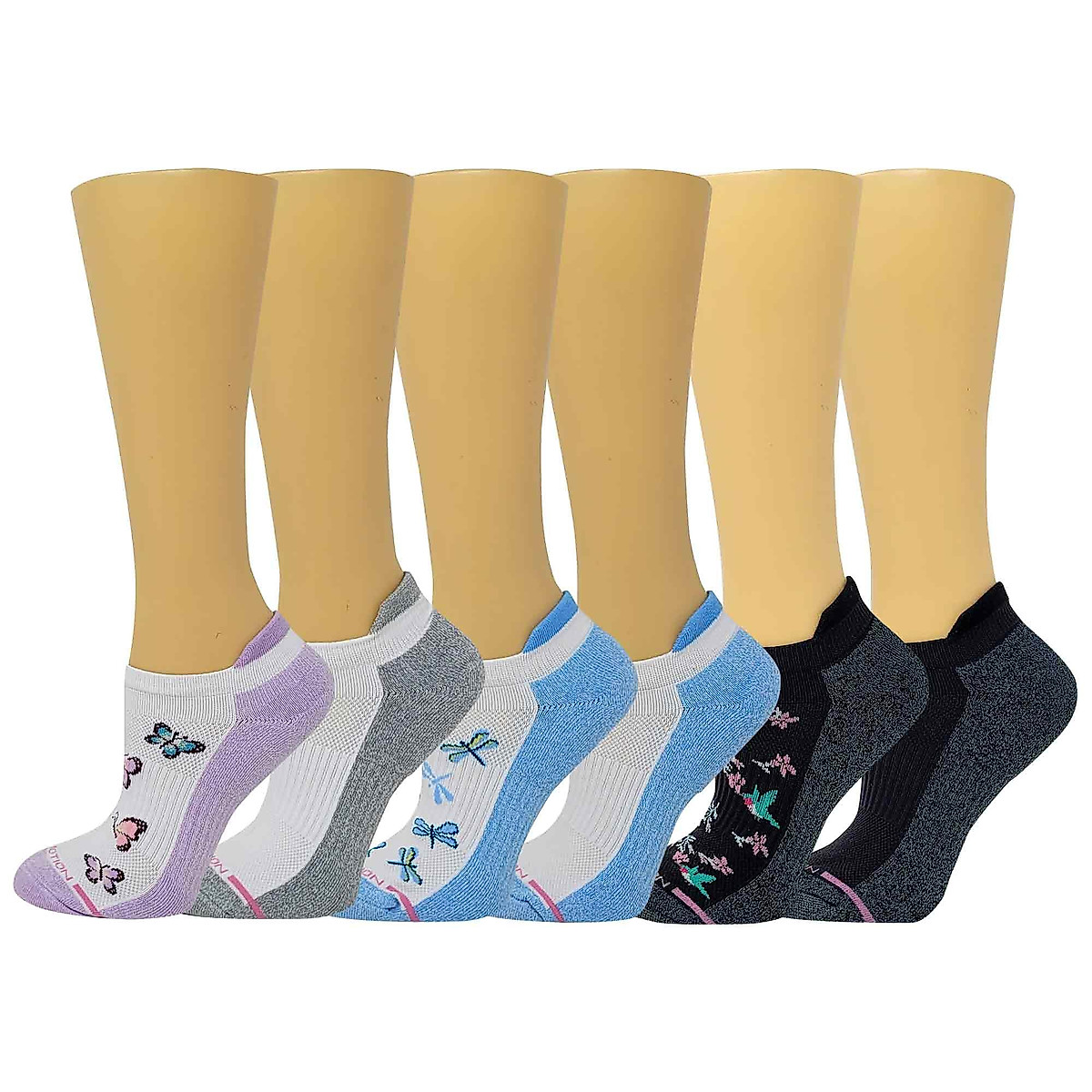 Motion Dr Women's 6pk Compression Low Cut Anklet Socks (9-11, Assorted #3)