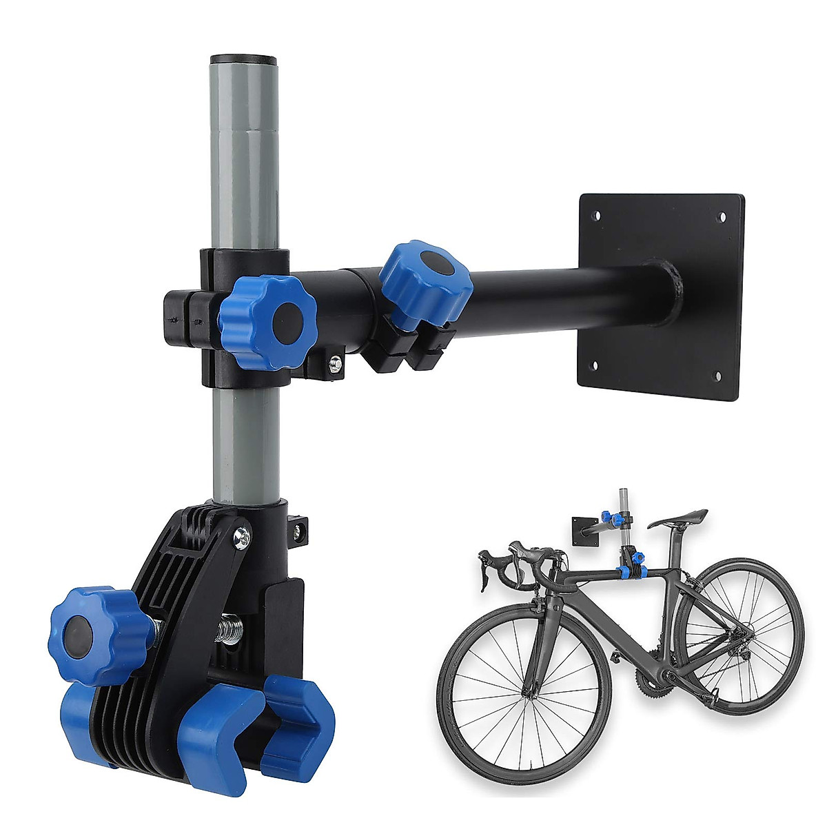 Bike Repair Stand Wall Mount Rack Bicycle Height Adjustable Clamp Maintenance Workstand for Mountain Road Bikes