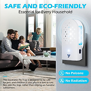 Electronic Flying Insect Trap 2 Pack Plug in Flea Fly Catcher Gnat Moth Bug Killer with Night Light UV Attractant and Sticky Boards for Home Office Garage