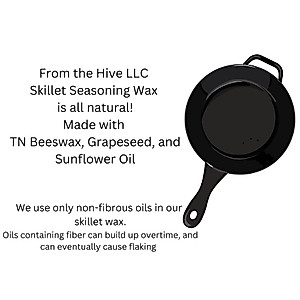 From the Hive LLC Cast Iron & Carbon Steel Seasoning Wax - Mother/Daughter Owned - Made in the USA with TN Beeswax & Non-Fibrous Oils