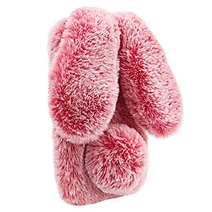 DasKAn for Samsung Galaxy A14 5G 3D Bunny Ears Plush Case with Crossbody Strap, Winter Warm Handmade Bling Diamond Soft Rabbit Fluffy Furry Fur Shockproof Protective Phone Cover, Pink