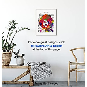 Jimi Hendrix 8x10 Poster, Wall Art, Home Decoration - Graffiti Pop Art Decor for Apartment, Music Studio - Urban Street Art Style Purple Haze Sheet Music Picture Print - Gift for Guitarist, Musician