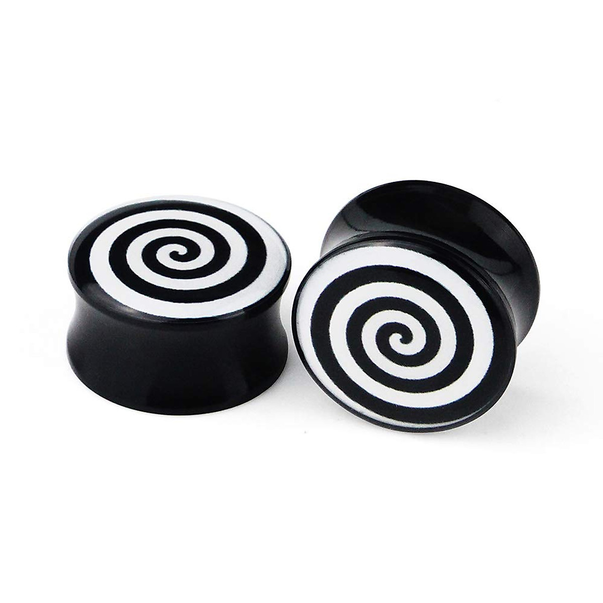 Awinrel Checkered and Spiral Saddle Ear Gauges Set UV Acrylic Ear Plugs Tunnel Stretcher Expander Body Piercing Jewelry 4 Pieces 00G 10mm
