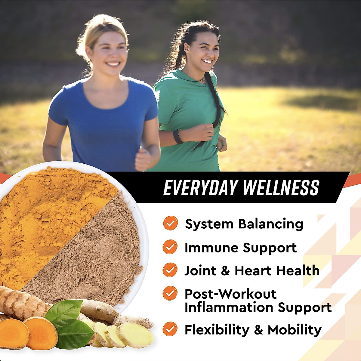 360 Nutrition Turmeric Supplement with Ginger Root Powder, Vegan Turmeric Curcumin with Black Pepper for Joint Support, Gut Health & Digestion, Keto Friendly, Caffeine Free, 3.3 oz, 31 Servings