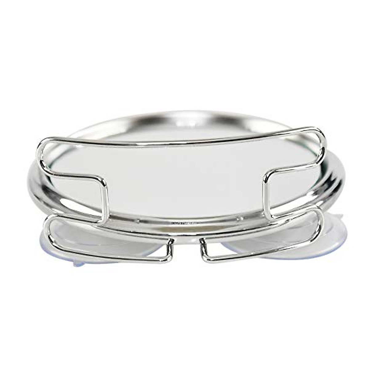 Home-X Small Fogless Suction-Cup Mirror, Shower Mirror, Shaving Mirror with Razor Holder for Shower, 6 ½" L x 6" W x 2 ½" H, Chrome