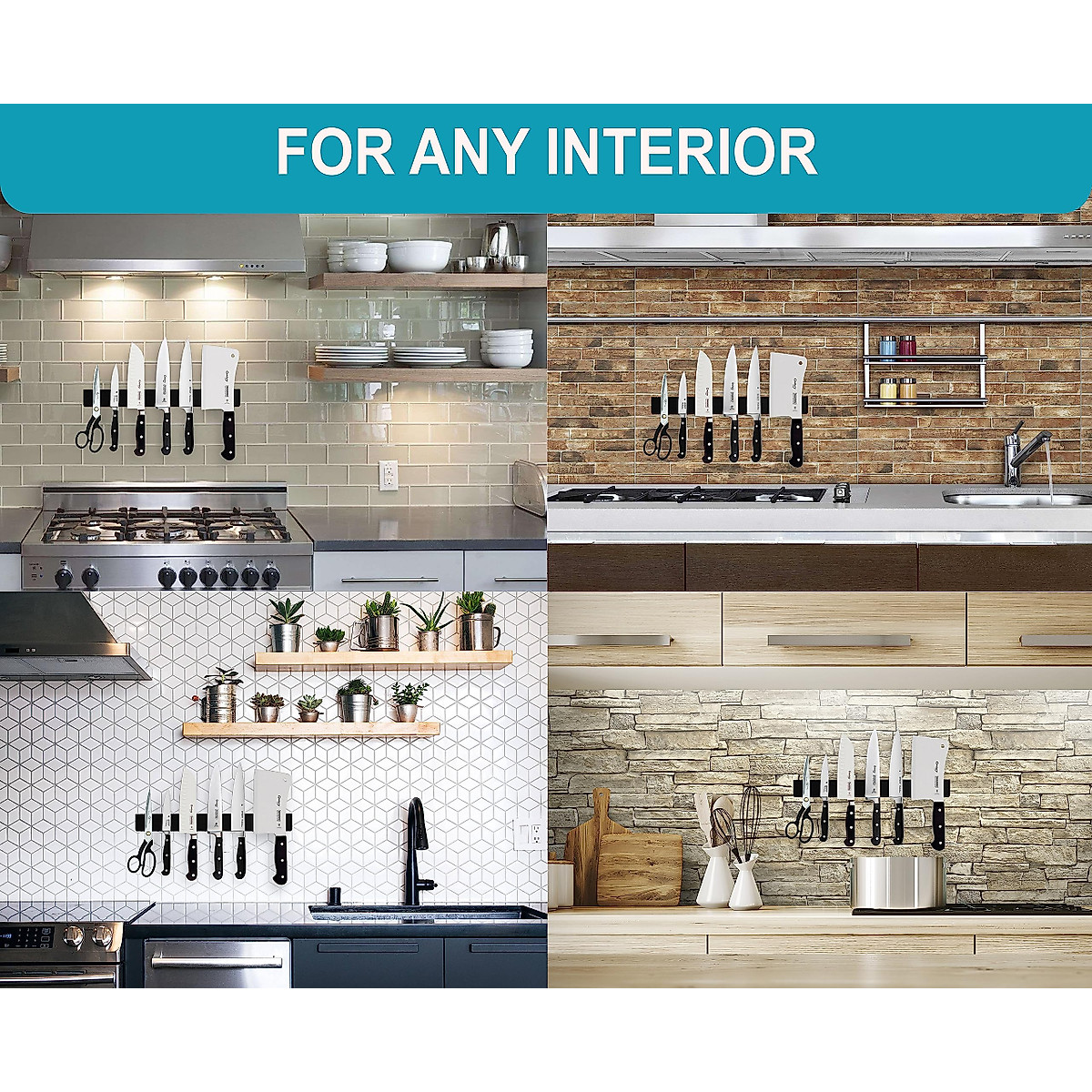 16 Inch Black Wood Knife Magnetic Strip Use as Magnetic Knife Holder for Wall - Magnetic Knife Strip - Magnetic Knife Bar - Wall Kitchen Magnetic Rack Holder