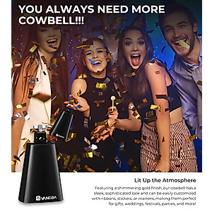 Vangoa 6 inch Metal Steel Cow Bells Noise Makers Hand Percussion Cowbell with Stick for Drum Set, Black