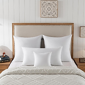 basic home 26x26 Euro Throw Pillow Inserts-Down Feather Pillow Inserts-Cotton Fabric-Set of 2-White