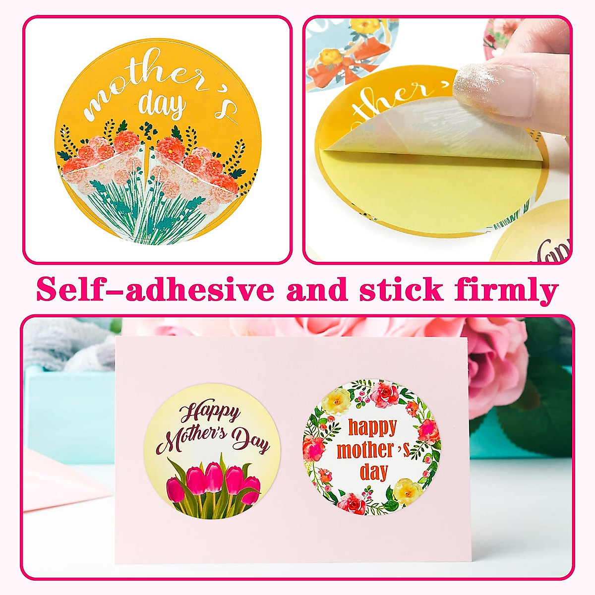 Happy Mothers Day Stickers,180PCS Mother's Day Label Stickers,2" Round Floral Mothers Day Presents Labels for Cards Present Decorations-30PCS