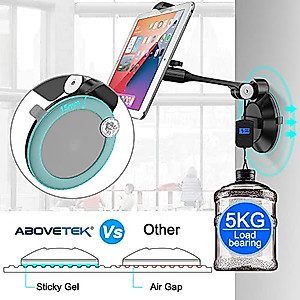 AboveTEK iPad Suction Mount, Phone Tablet Stand Holder with Suction Cup Fits 4"-11" Tablet/Phone/iPad Mini/iPad Air, Sticky iPad Mount on Window Bathroom Mirror, for Car Truck Windshield Boat (Black)