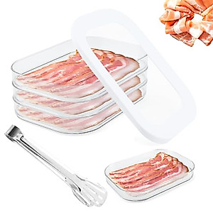 PUXING Deli Meat Container for Fridge Bacon Lunch Meat Container for Refrigerator Airtight Lunch Meat Storage Boxes Meal Prep Containers Stackable Food Storage Boxes with Lid/Food Clip(SIZE:18.06oz)