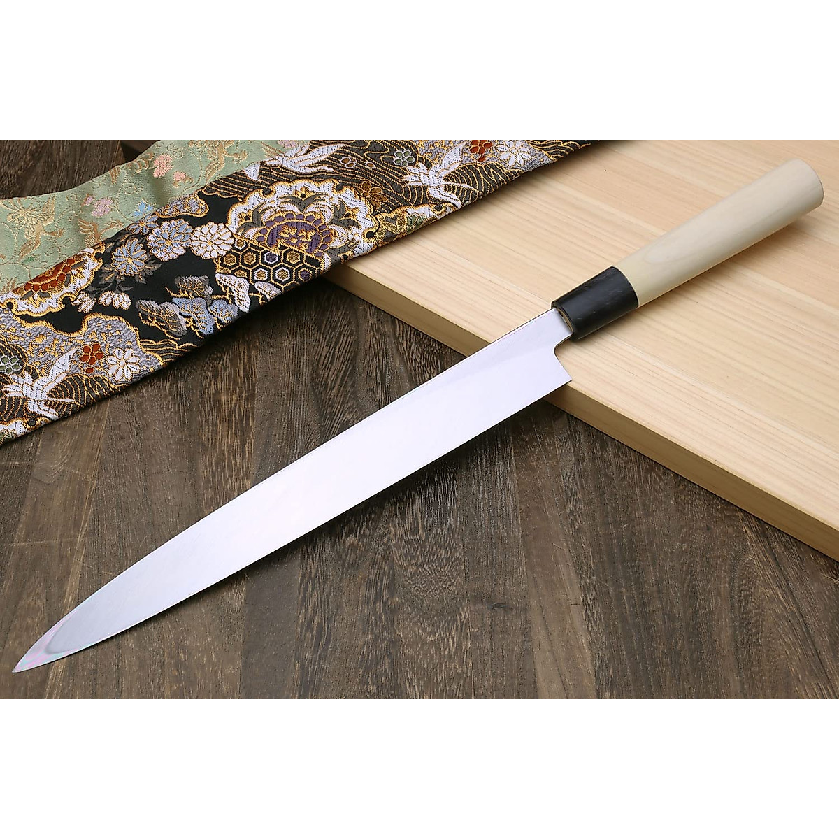 Yoshihiro Shiroko High Carbon Steel Kasumi Yanagi Magnolia Handle Sushi Sashimi Chef Knife (9.5" (240mm))