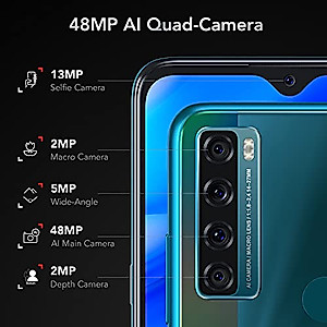 TCL 20 SE 6.82" Unlocked Cellphone, 4GB RAM + 128GB ROM, US Version Android Smartphone 48MP AI Quad-Camera, 5000mAh Mobile Phone, Dual Speaker, OTG Reverse Charging, Android 11, Aurora Green