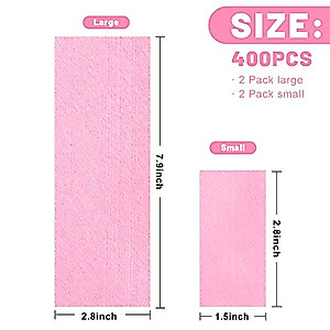 Whaline 400 Pieces Non-Woven Wax Strips Body and Facial Pink Waxing Strips Hair Removal Wax Muslin Small Large Epilating Waxing Strips for Arms Legs Underarm Bikini Hair Removal, Excluding Wax