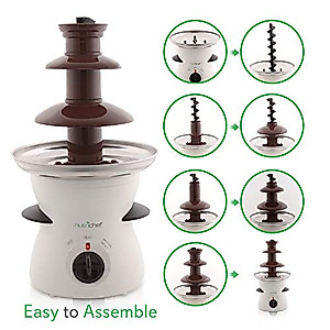 Nutrichef 3 Tier Fondue Fountain-Electric Stainless Choco Dipping Warmer Machine, Keep Warm-for Melted Chocolate, Candy, Butter, Cheese, Caramel, White, One Size