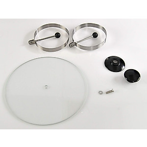 Home-X - Bacon and Eggs Cookware Set Includes Two Stainless Steel Egg Rings and Clear Tempered Glass Bacon Press