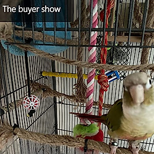 Freiomyi Bird Perches Stand Natural Wood Parrots Paw Grinding Stick Cagestand Toys Rough-surfaced Standing Pole Cage Accessories for Budgies, Parakeet, Cockatiels, Lovebirds(Random Color)