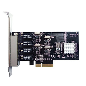 Vantec 4-Port PCIe Gigabit Ethernet Network Card with Low Profile Bracket 9K Jumbo Frame for PCIe x4/x8/x16 Slot Black/Silver (UGT-PC100GNA)